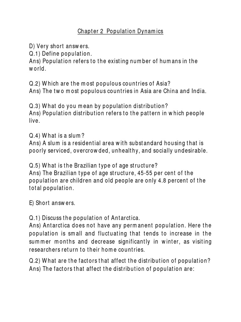 Chapter 2 Population Dynamics | PDF | Slum | Human Overpopulation