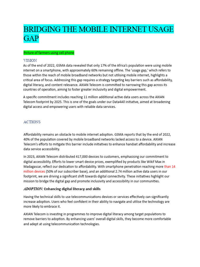 Bridging Africa's Mobile Internet Gap | PDF | Mobile Web | Internet Access
