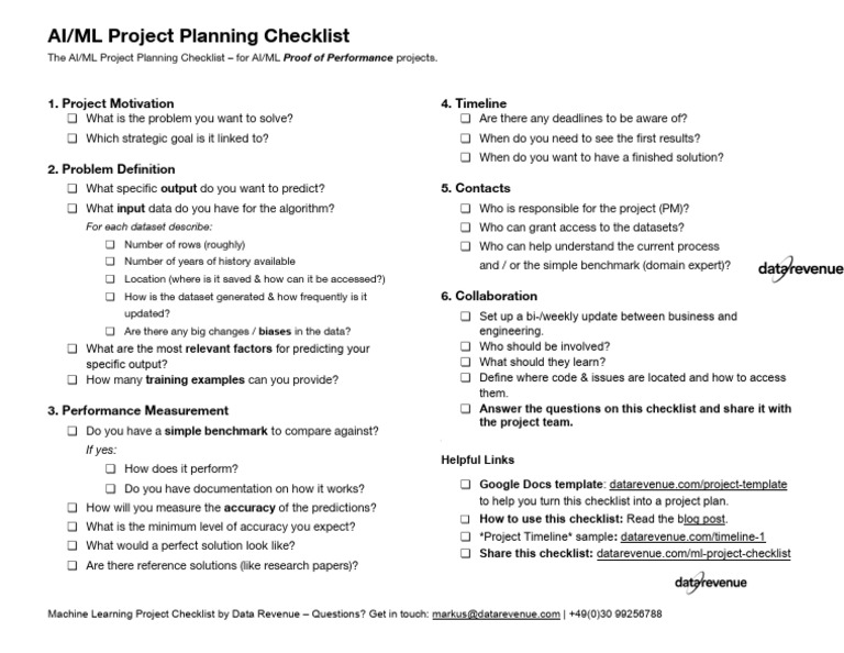 AI ML Step 1 Project Planning Checklist | PDF | Artificial Intelligence ...