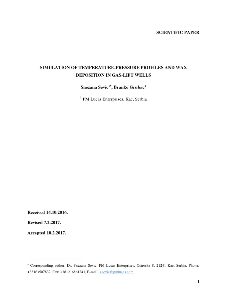 Simulation of Temperature-Pressure Profiles and Wa | PDF | Heat ...