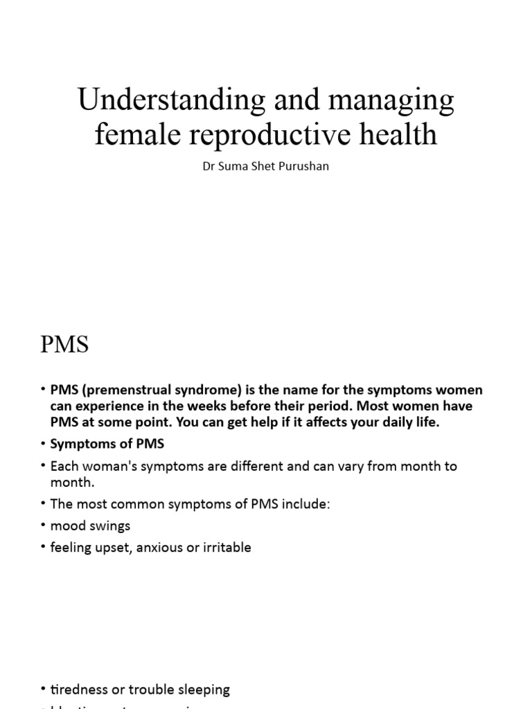 Understanding And Managing Female Reproductive Health Pdf