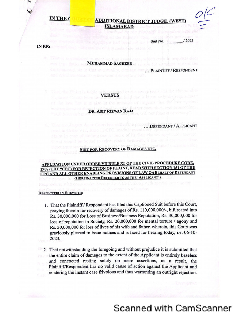 Order 7, Rule 11 | PDF