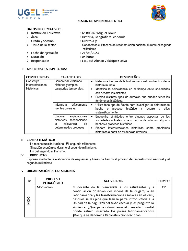 Sesión de Aprendizaje N 2 | PDF | Evaluación | America latina