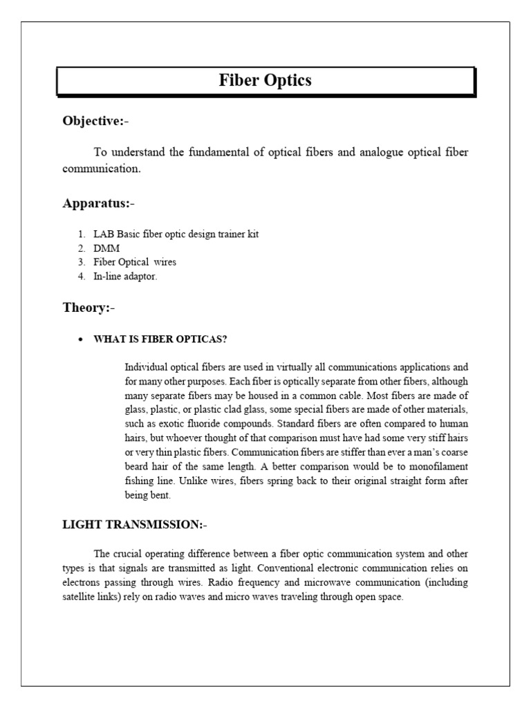 Fiber Optics | PDF | Optical Fiber | Transmission Medium