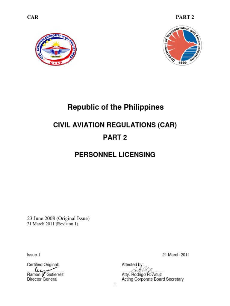 002 PCAR Personnel Licensing (1) 2011 | PDF | Flight Instructor | Aviation