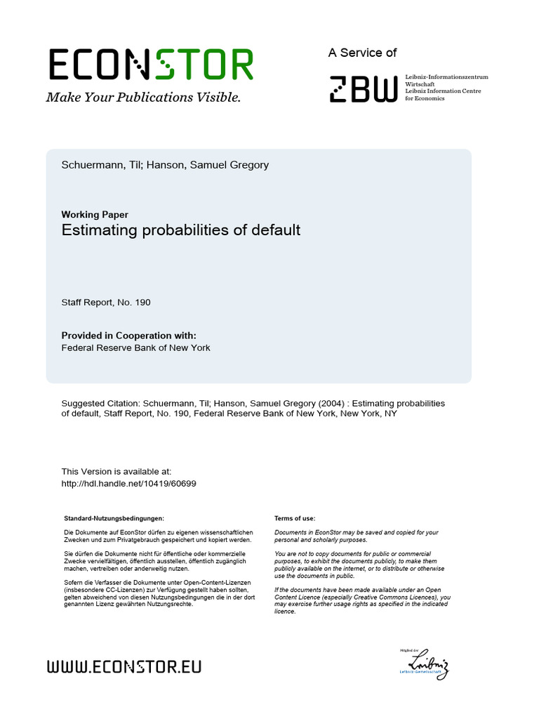 Estimating Probabilities of Default | PDF | Bootstrapping (Statistics)