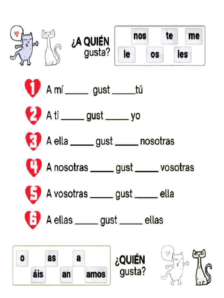 Profedeele. Verbo gustar con personas. | PDF