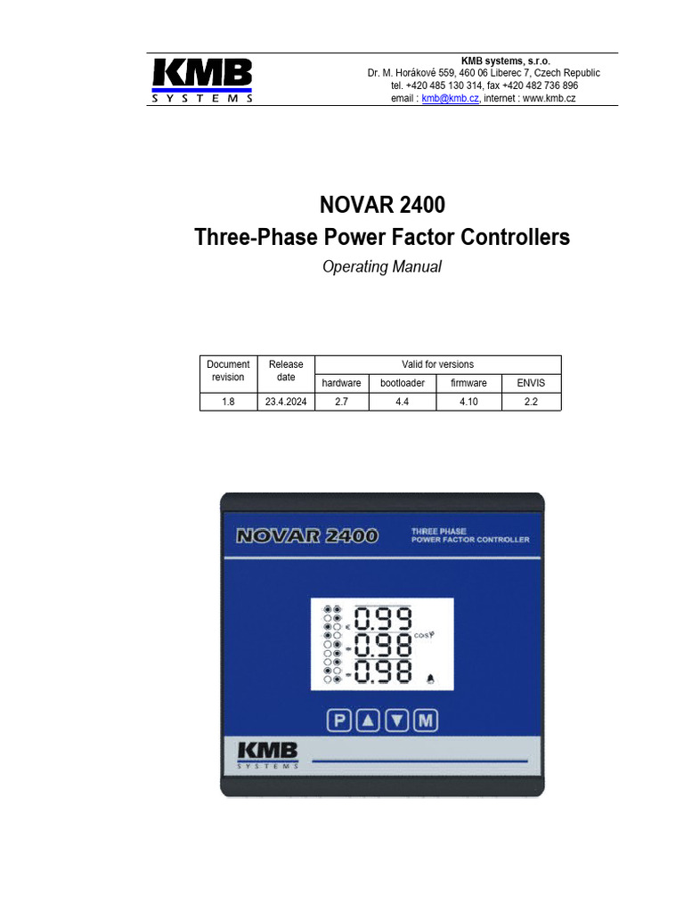 NOVAR2400 - MANUAL - v4.0 - EN - Rev1.8 | PDF | Parameter (Computer Programming) | Electric Power