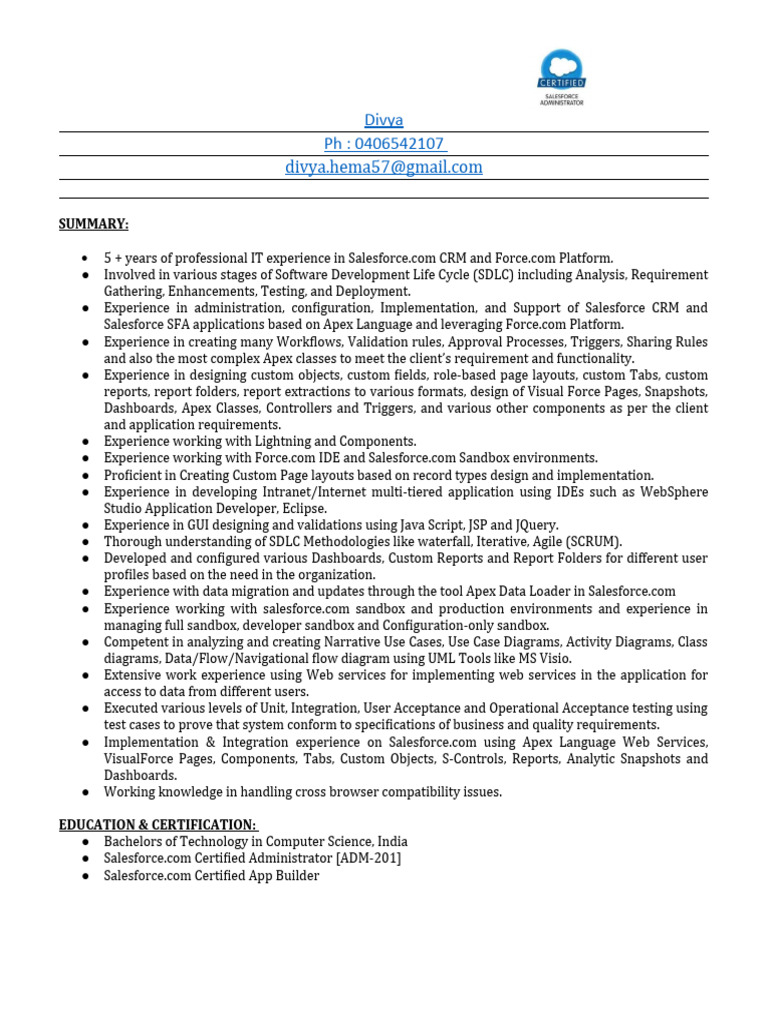 Divya Salesforce 1 | PDF | Web Service | Eclipse (Software)