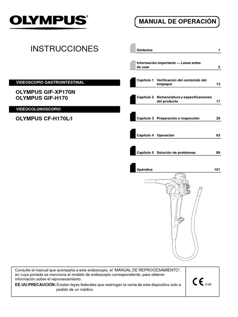 MANUAL DE OPERACION GIF-H170,GIF-XP170N,CF-H170L | PDF | Endoscopia