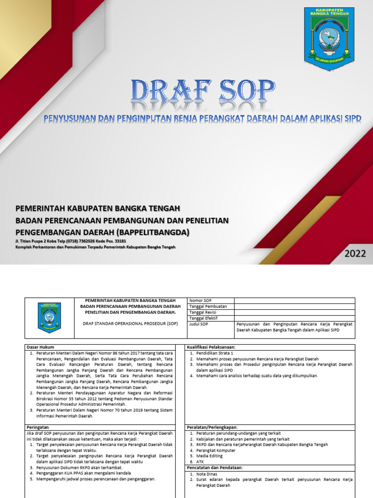 Draf Sop Penyusunan Dan Penginputan Renja Perangkat Daerah Dalam Aplikasi Sipd-Elita Finni ...