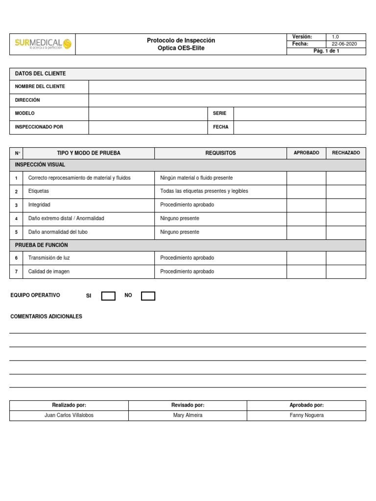 Protocolo de Inspeccion Optica OES-Elite 1.0 | PDF | Tecnología