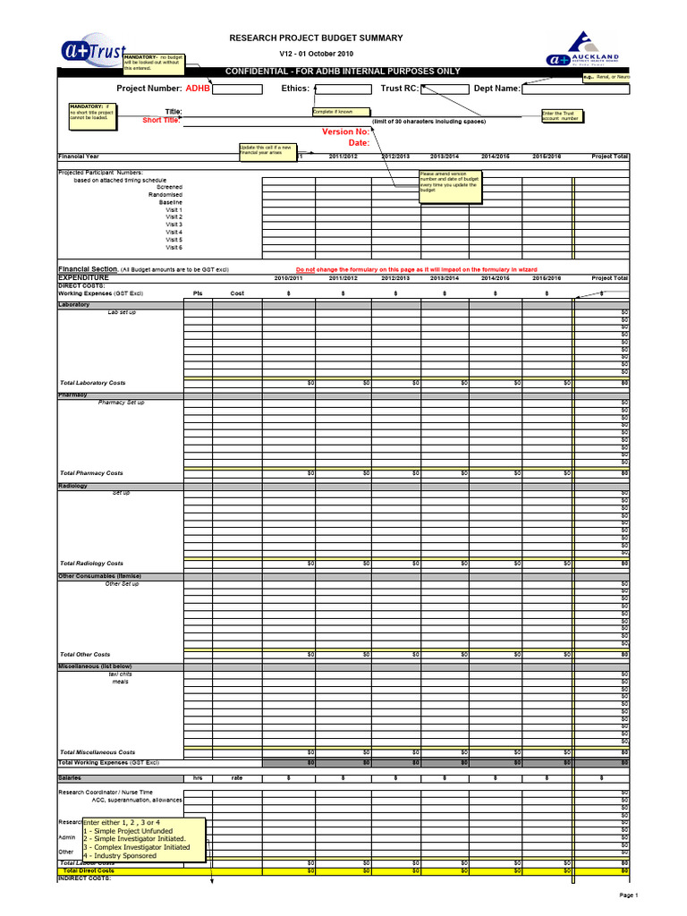 V12 Research Budget Template 4 | PDF | Budget