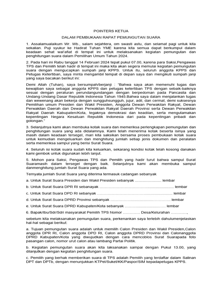 Pointer KPPS (Naskah Sumpah Janji) | PDF | Ilmu Sosial | Hukum