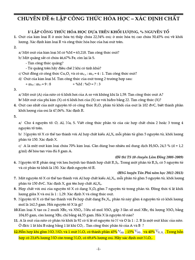 6chuyen de Lap Cong Thuc Hoa Hoc | PDF
