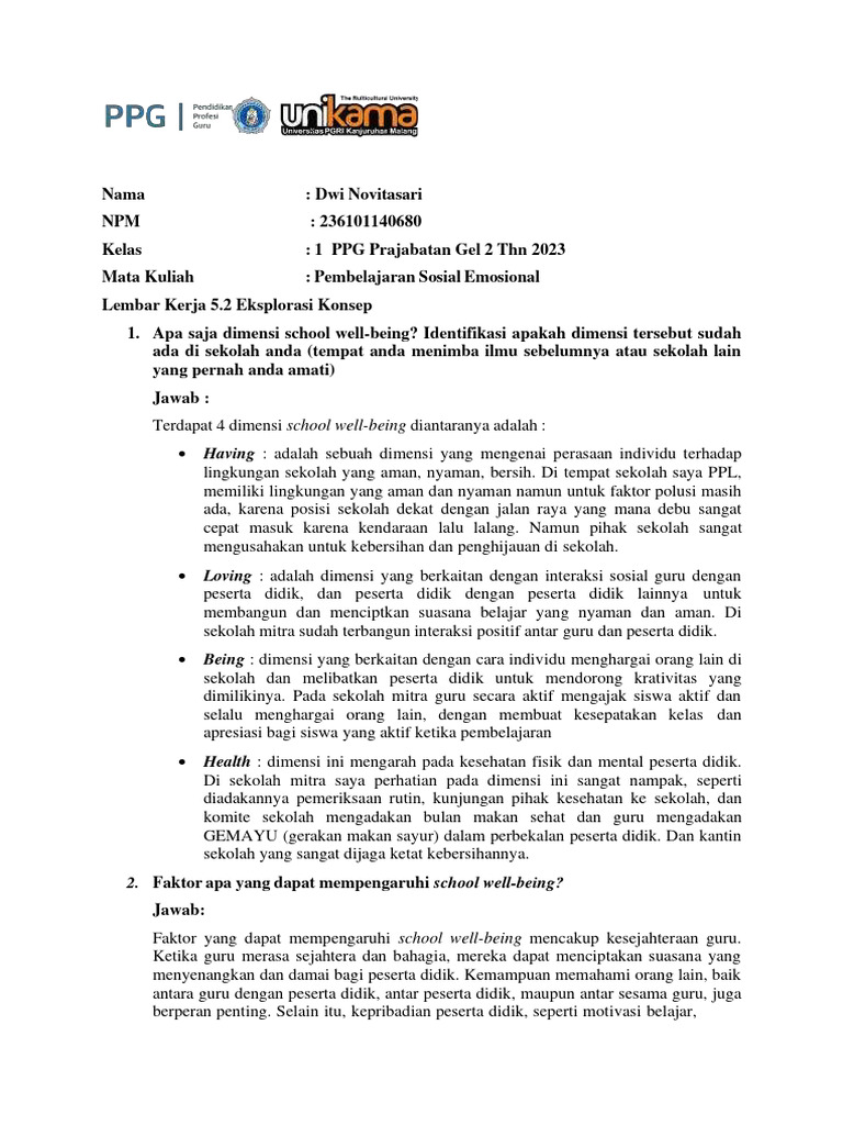 T5 PSE Eksplorasi Konsep Dwi Novitasari | PDF | Karier & Perkembangan