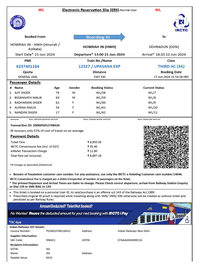 Ticket Utpal | PDF | Identity Document