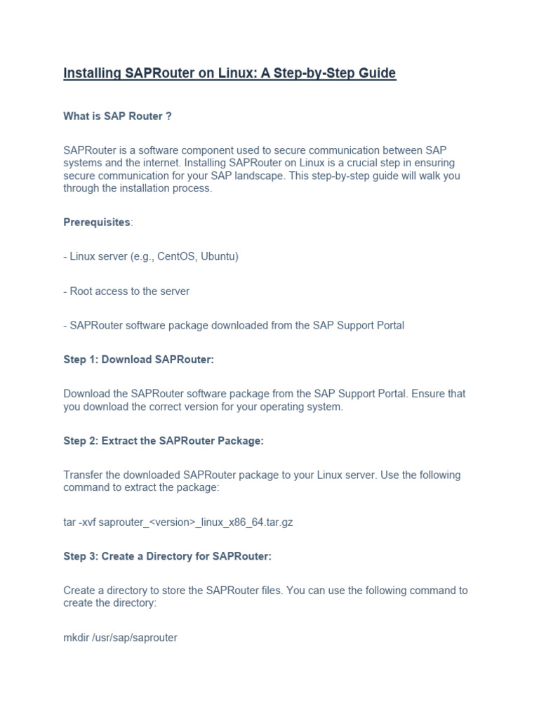 Installing SAPRouter On Linux | PDF | Linux | Computer File