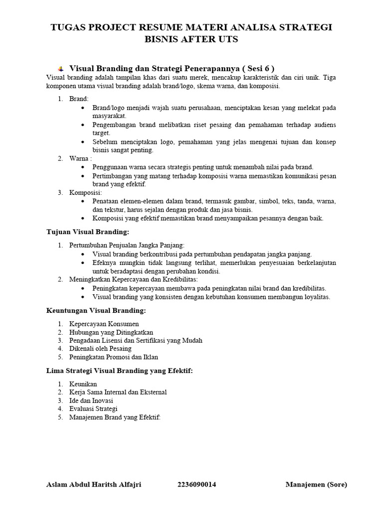 Analisa Strategi Bisnis - Tugas Projeck Resume Materi After UTS - Aslam Abdul Haritsh ...