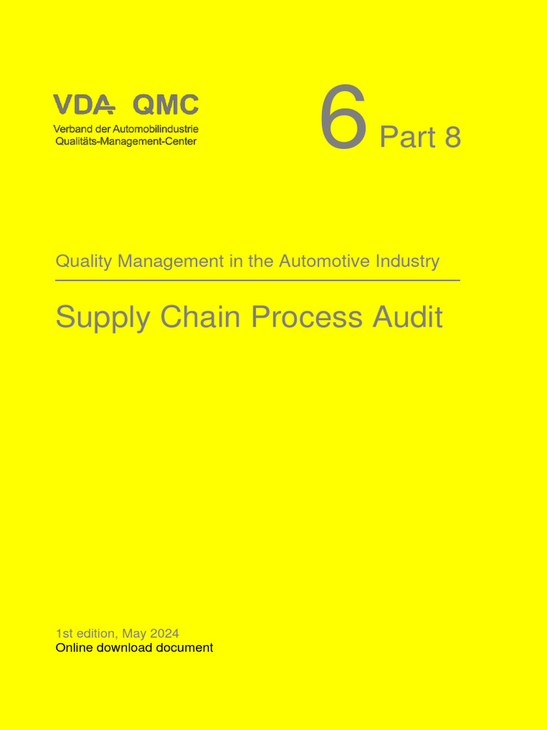VDA 6.8 Yellow Volume - 2024 05 30 | PDF | Audit | Supply Chain