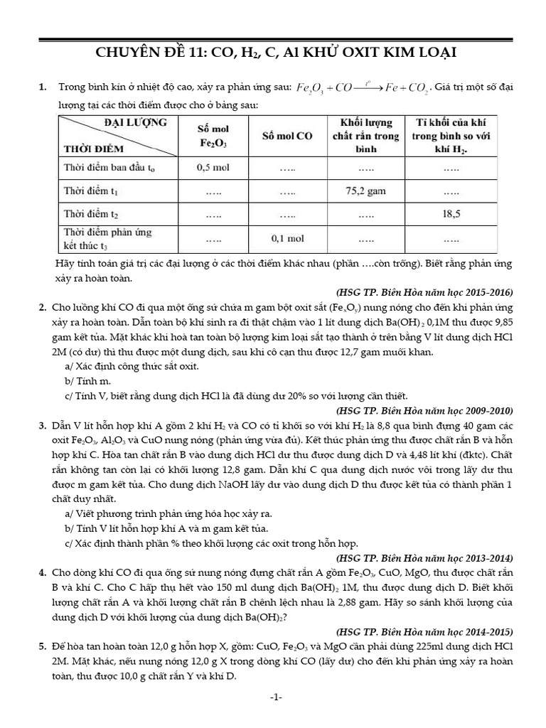 11chuyen de Co H2 C Khu Oxit Kim Loai | PDF