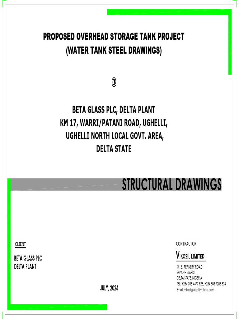 Preliminary Design For The Overhead Storage Tank | PDF | Concrete ...