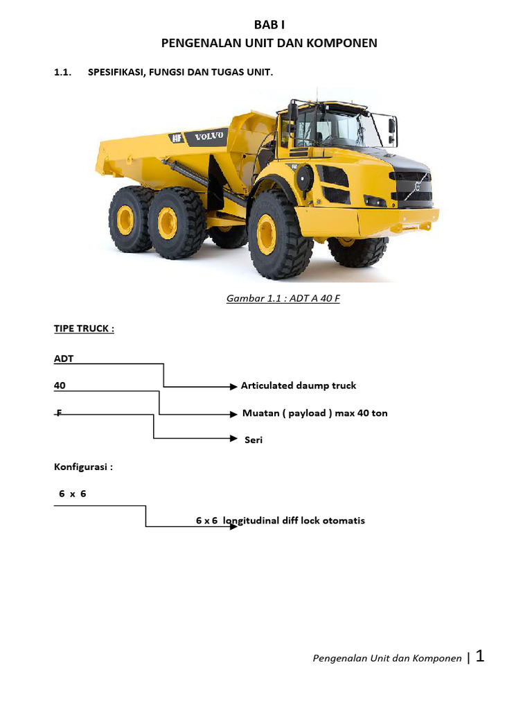 Spesifikasi dan Fungsi ADT Volvo A40F | PDF