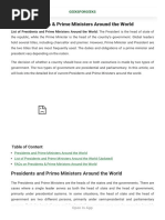 Current Heads of State 2025 List | PDF | Heads Of State | Government ...