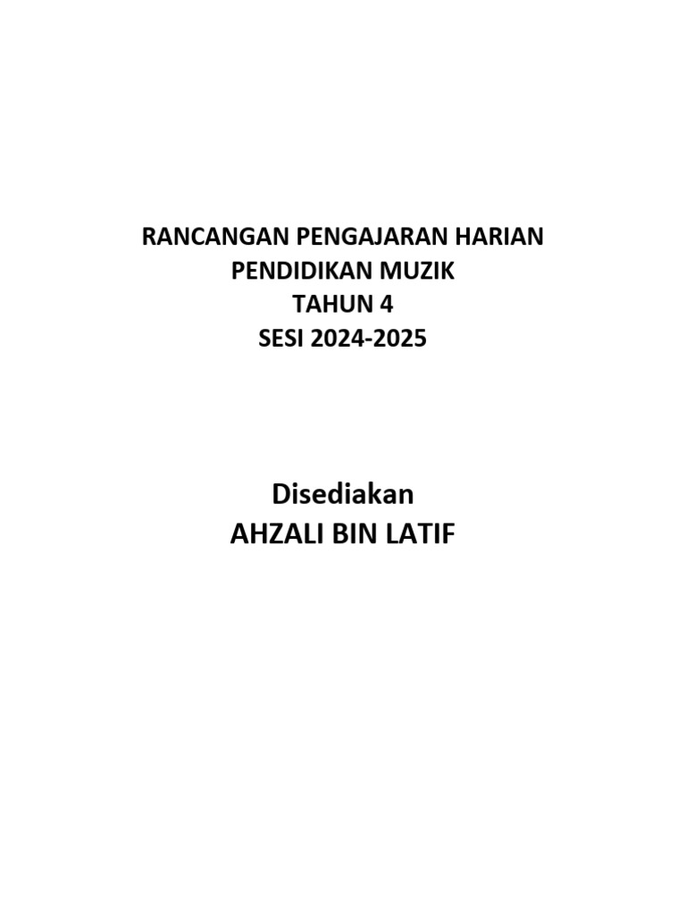RPH (R) Muzik TH4 2024 2025 | PDF | Seni & Disiplin Bahasa
