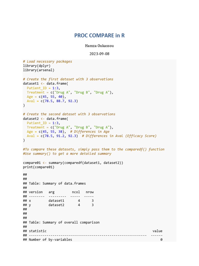 Compare Datasets in R | PDF | Computers