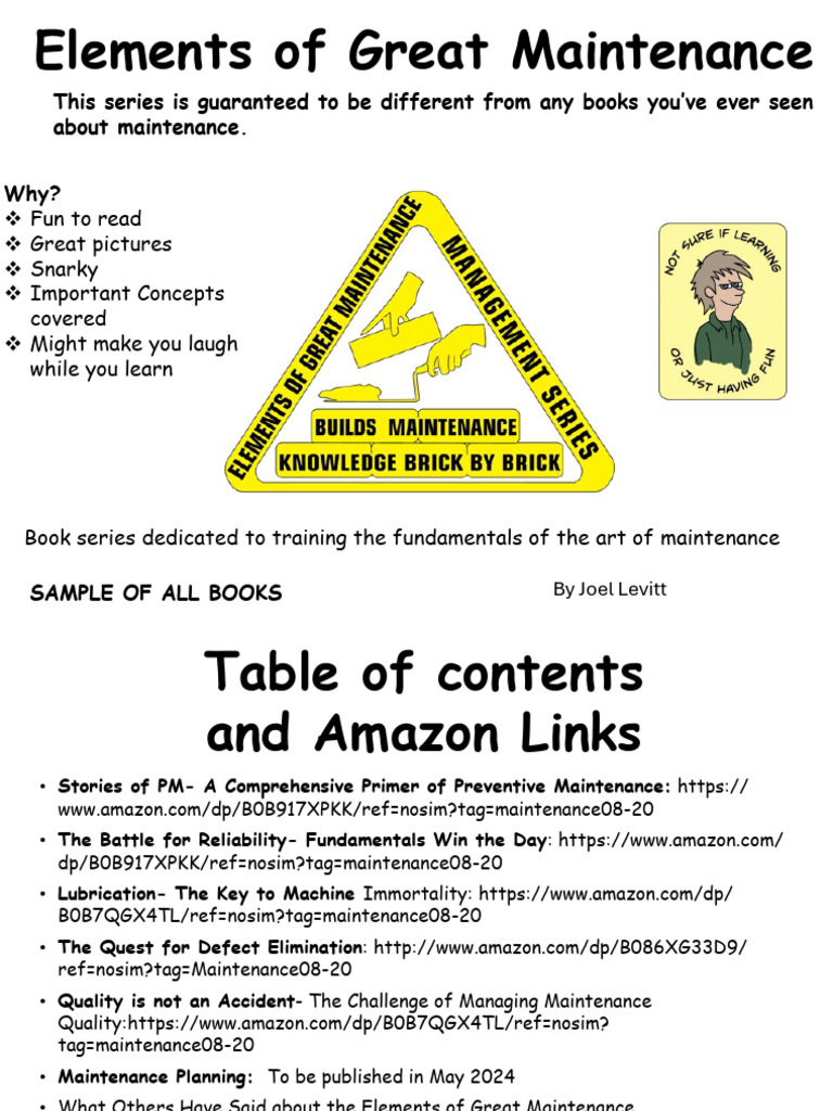 Examples From The Series Elements of Great Maintenance | PDF | Friction ...