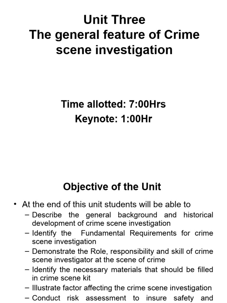 Part One Unit 3 | PDF | Risk | Crime Scene
