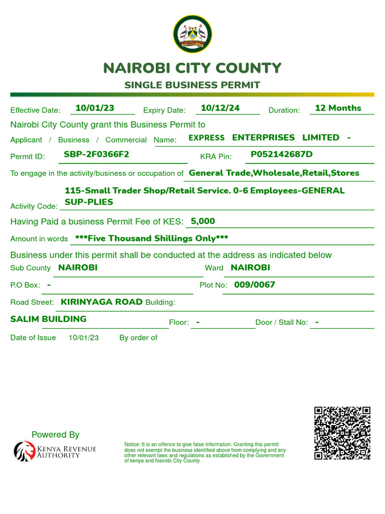 EXPRESS CITY COUNTY BUSINESS PERMIT | PDF