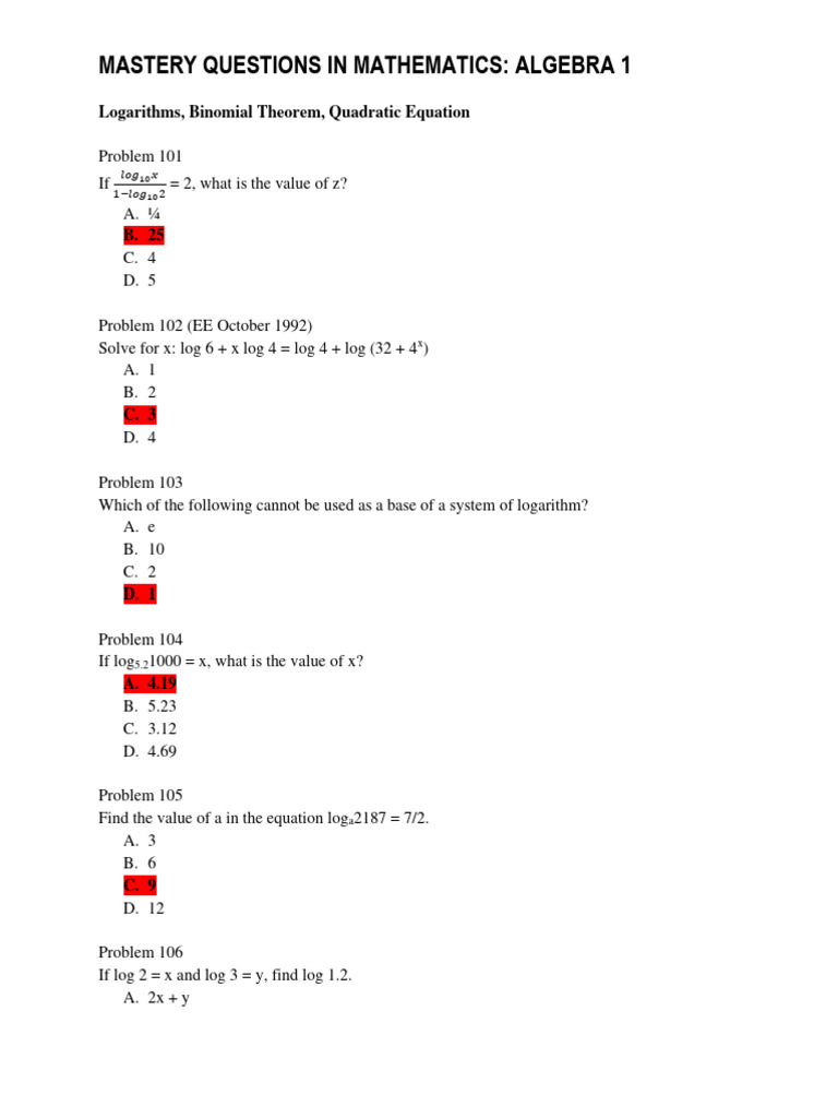 Algebra 1 | PDF | Numbers | Quadratic Equation