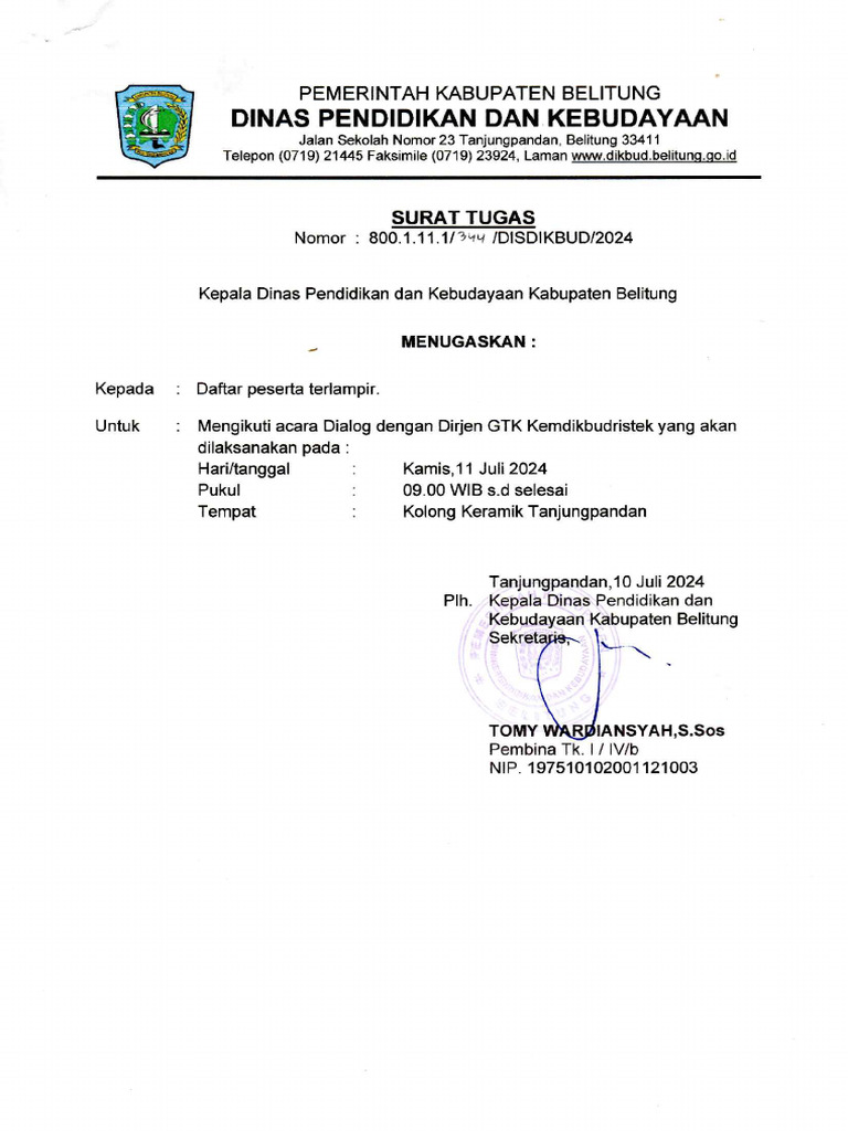 Surtug Peserta Dialog Dengan Dirjen GTK | PDF