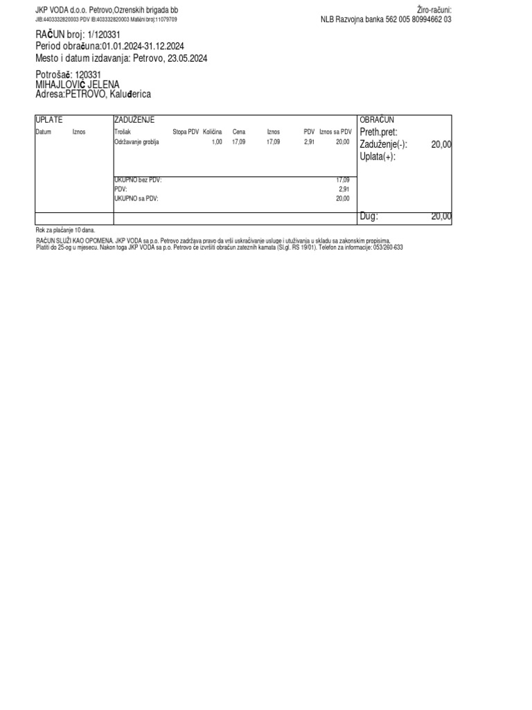 Primjer racuna | PDF