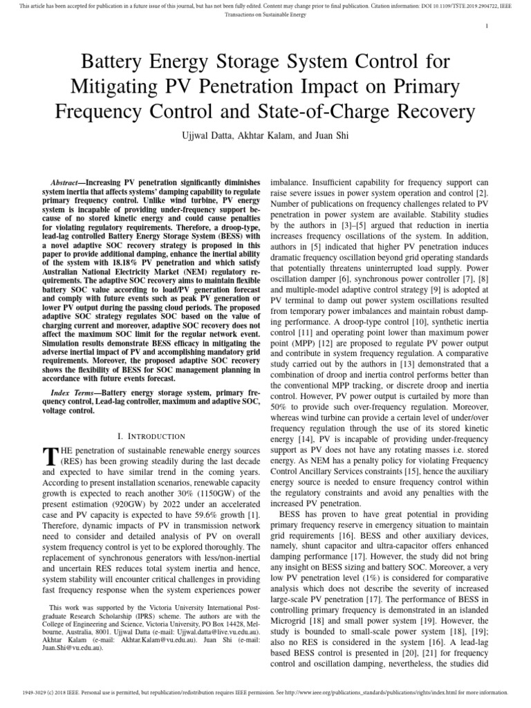 Battery Energy Storage System Control | PDF | Ac Power | Electrical Grid