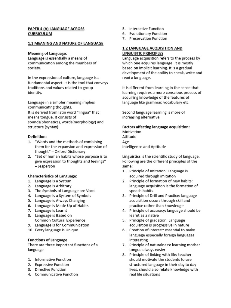 Paper On Language and Discipline | PDF | Curriculum | Language Acquisition