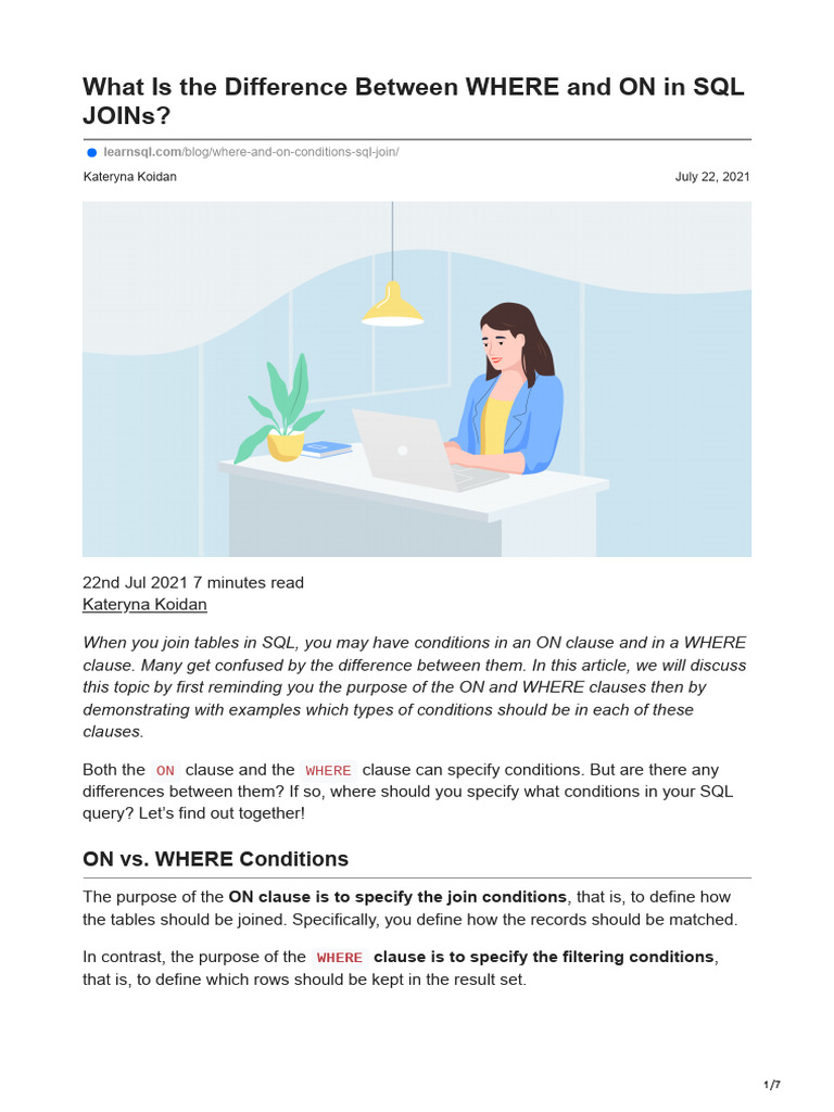 What Is The Difference Between WHERE and ON in SQL JOINs | PDF | Sql | Data