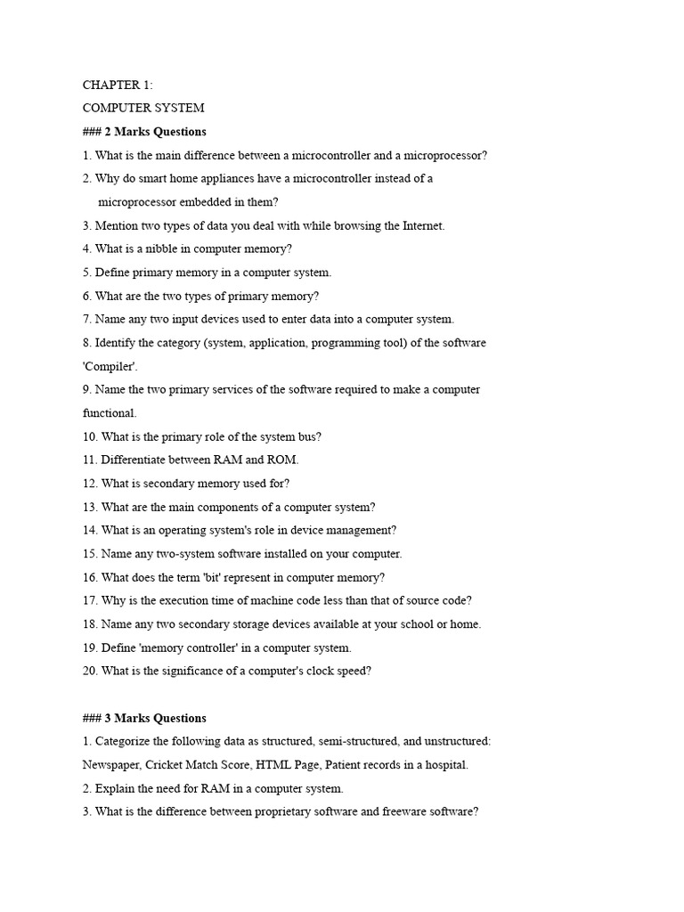 Chapter 1 - Computer Systems - Practice Questions | PDF | Computer Data ... Chapter 1 - Computer Systems - Practice Questions | PDF | Computer Data ...