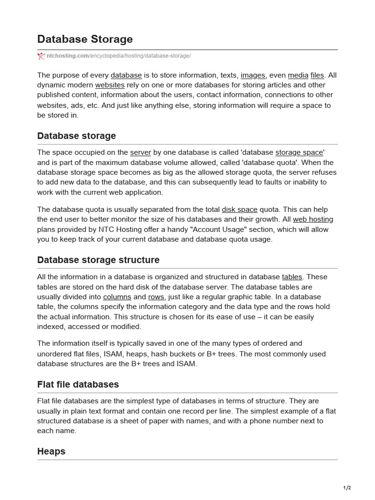 Database Storage Pdf Databases Database Index 