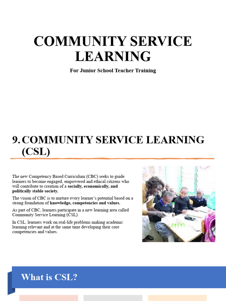 CSL For Junior School | PDF | Learning | Service Learning