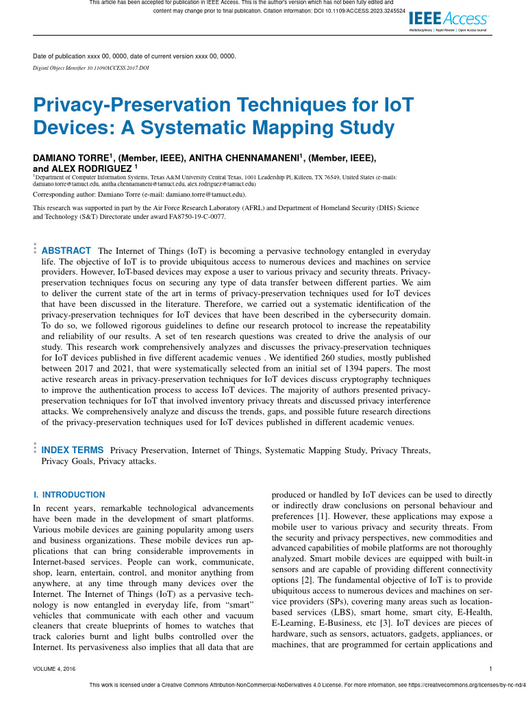 Privacy Preservation Techniques For Iot Devices A Pdf Internet Of