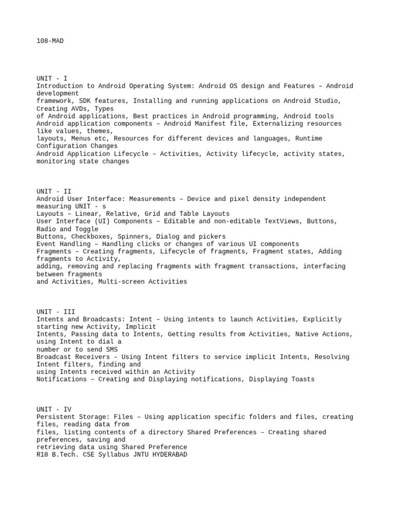 Mad Syllabus Pdf 