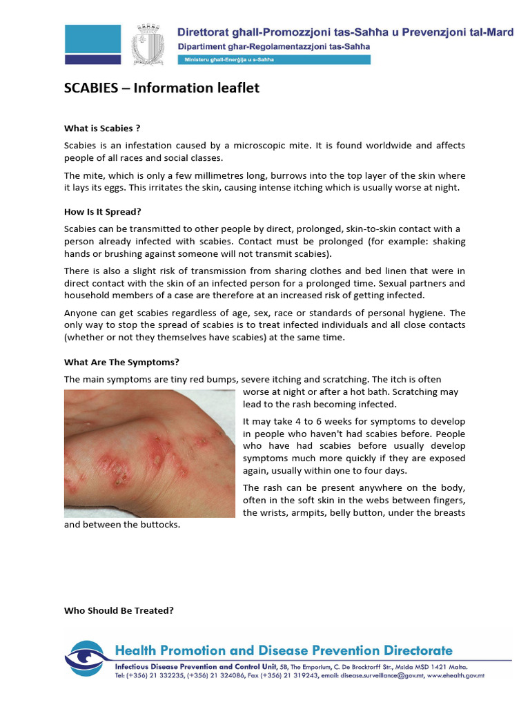 Scabies Info | PDF | Diseases And Disorders | Medical Specialties