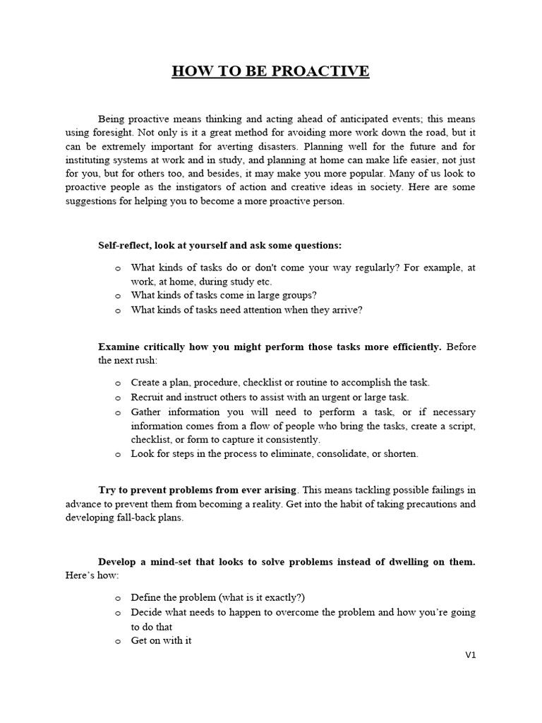 HOW TO BE PROACTIVE, Asclkmnkcl | PDF | Psychology | Cognition
