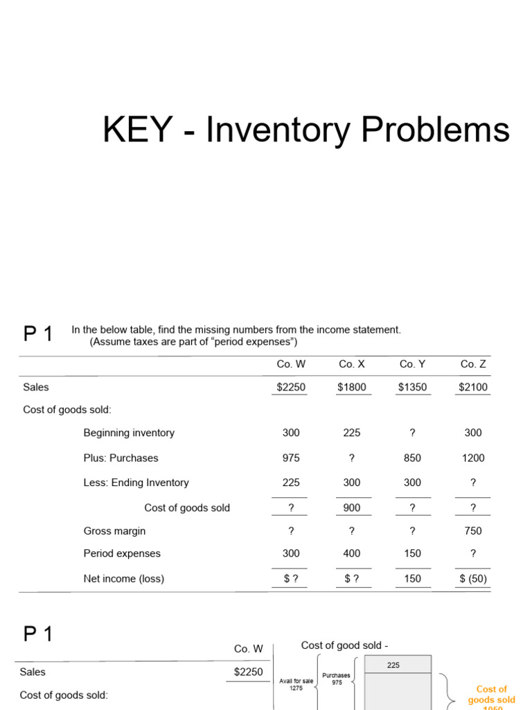 KEY Seatwork 4.1 Inventory problems | Download Free PDF | Cost Of Goods Sold | Inventory Valuation