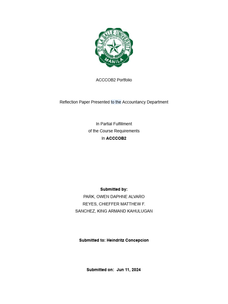 ACCCOB2 Reflection paper 2 | PDF | International Financial Reporting Standards | Debt