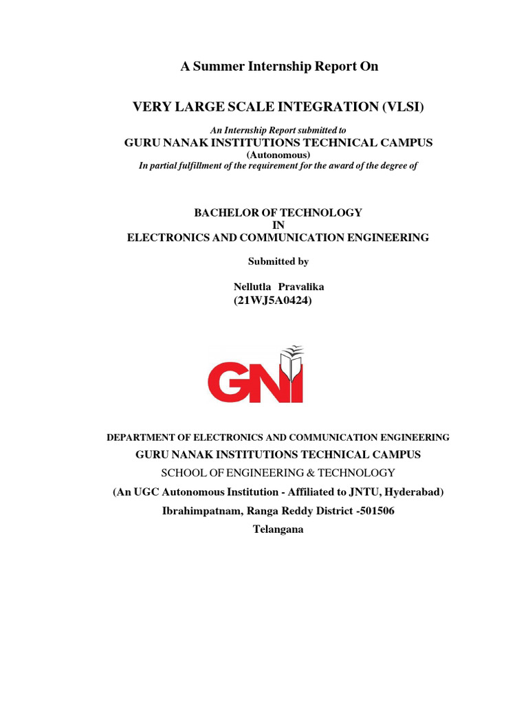 21WJ5A424 VLSI Intership | PDF | Integrated Circuit | Field ...
