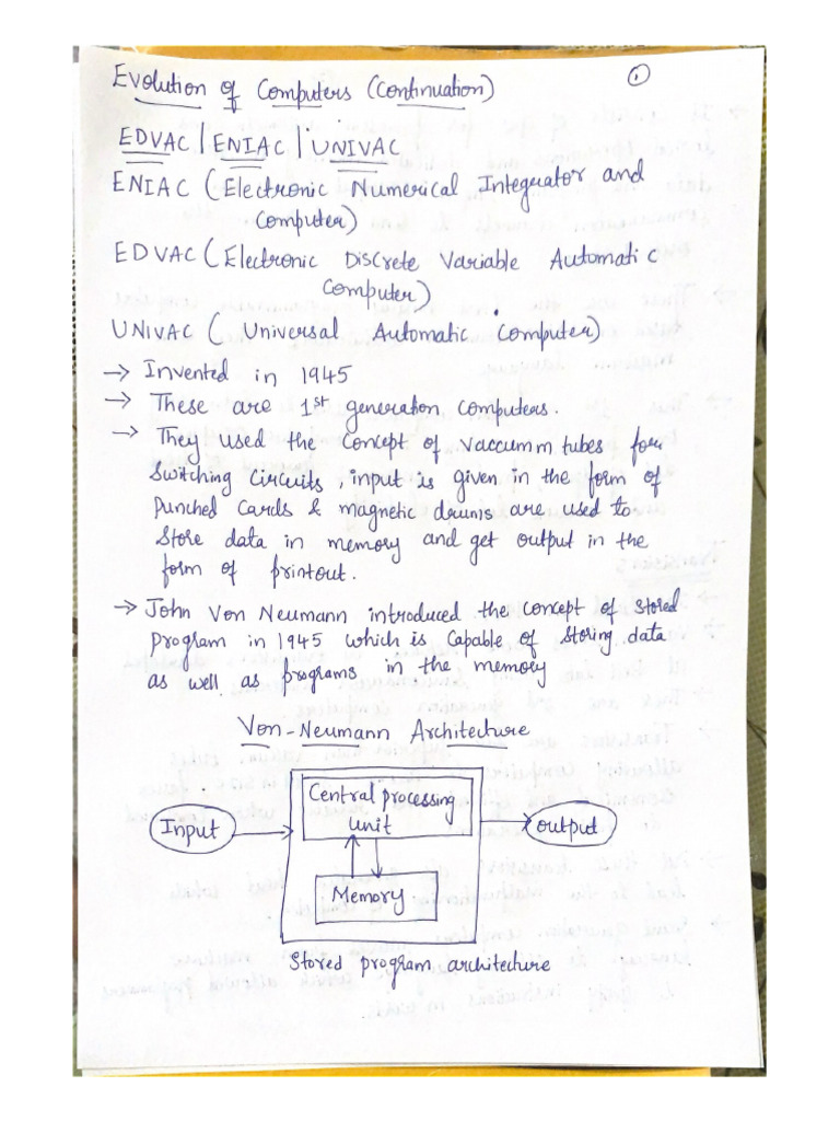 Evolution of Computers - brief notes | PDF